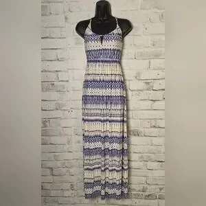 Kismet | Dresses | Kismet Blue White Pattern Maxi Dress Small Stretch ...